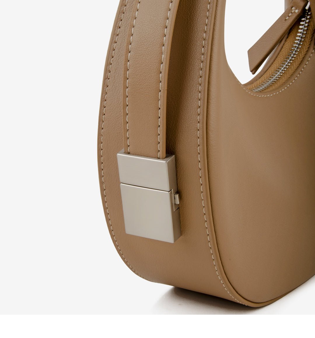 Genuine Leather Half Moon Bag Handbag High Quality Round - Julie bags